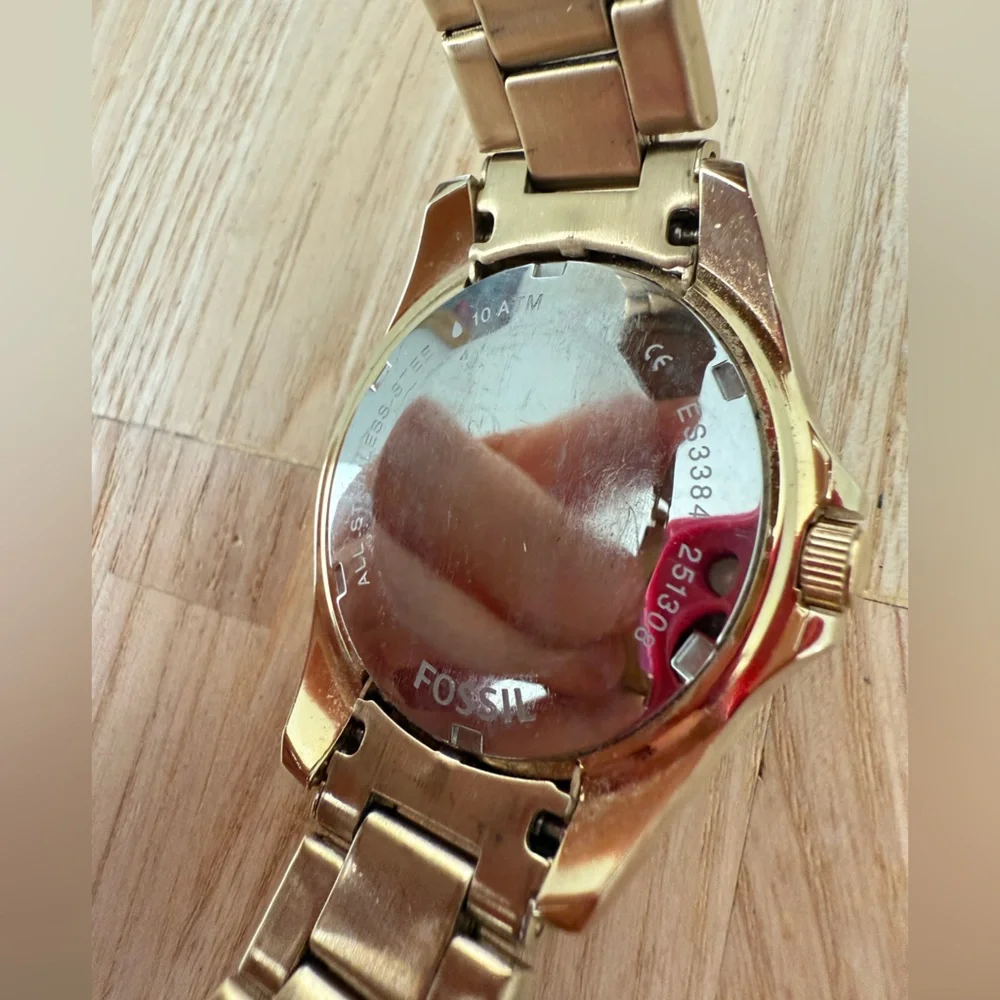 Fossil | Accessories | Fossil Ladies Black Dial Gold Tone Watch New ...